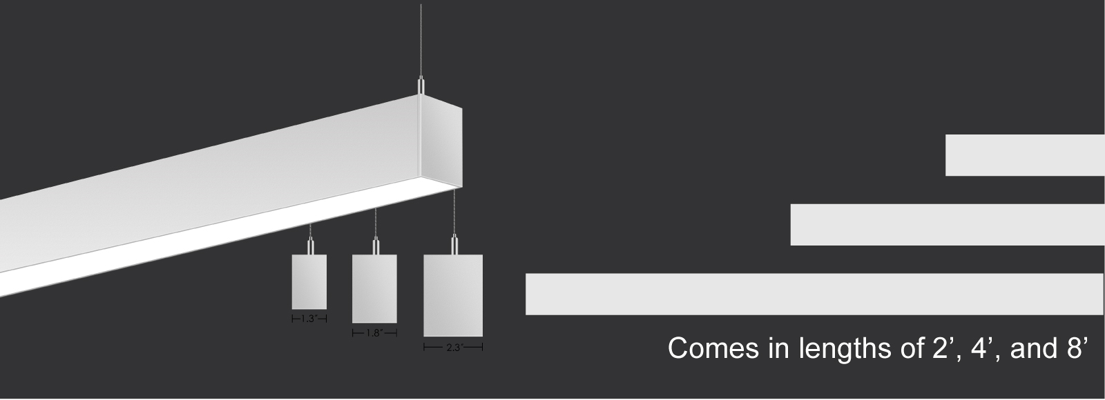 2.3 Inch WIDE MAGIC LED Linear Suspended, Direct&Indirect Light
